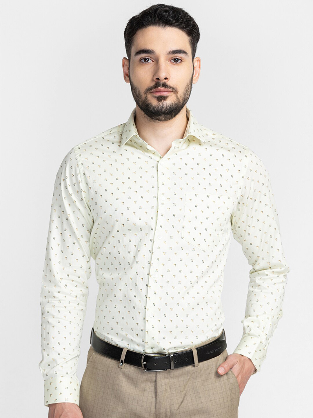 Buy Oxemberg Men Classic Slim Fit Printed Formal Shirt - Shirts for Men ...