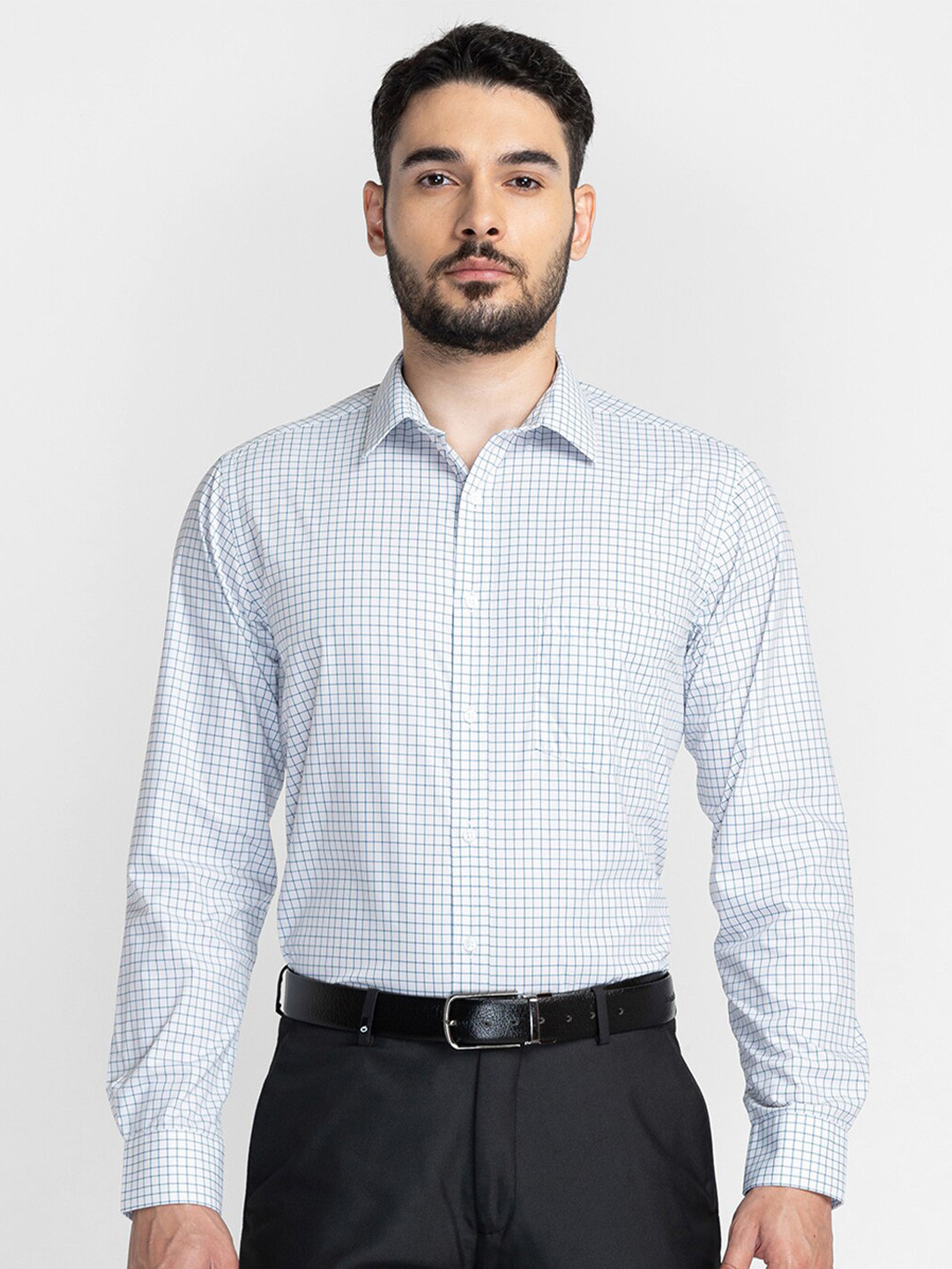 Buy Oxemberg Men Green Classic Slim Fit Checked Formal Shirt - Shirts ...