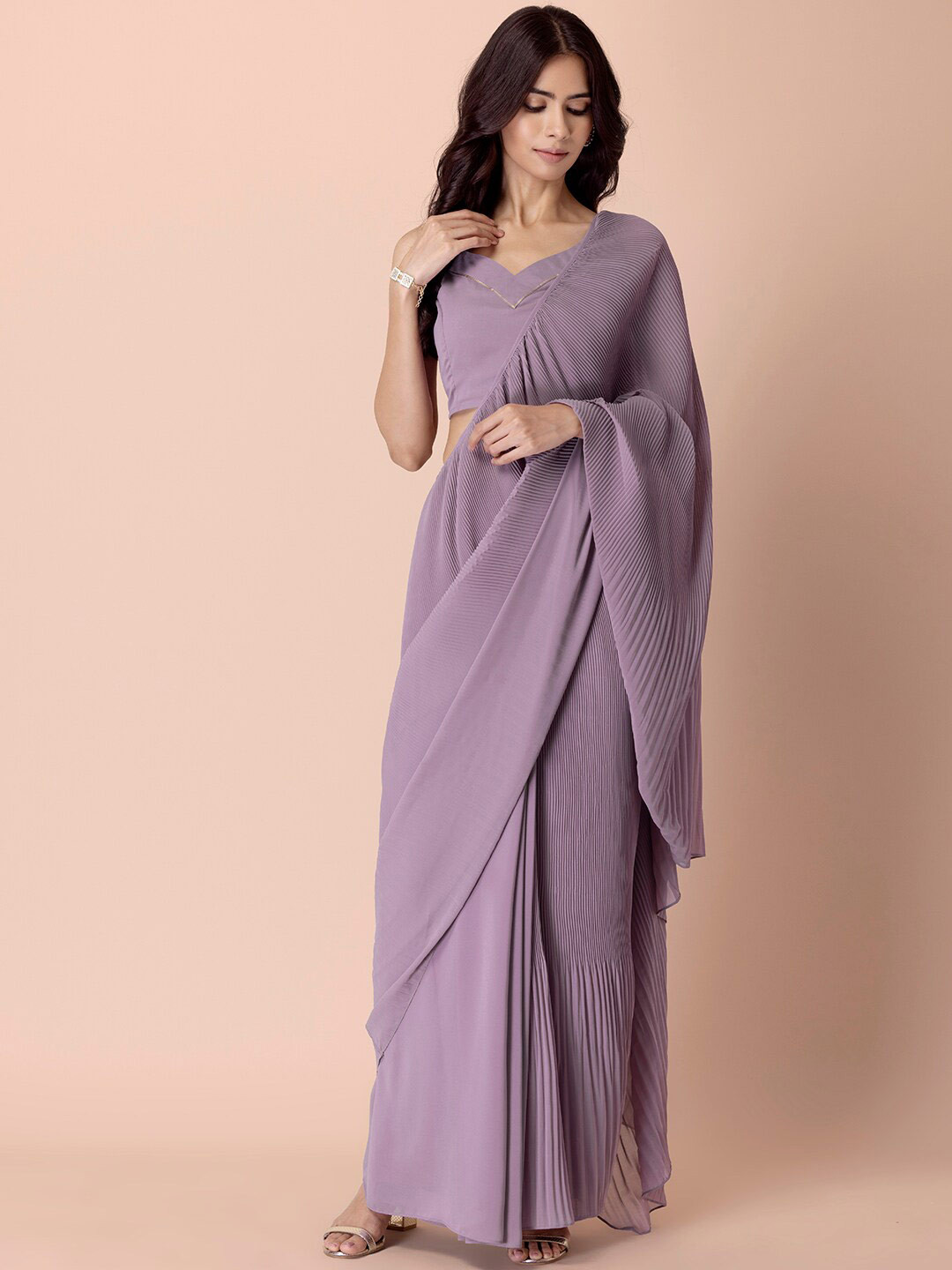 Buy INDYA Women Mauve Saree - Sarees for Women 20662264 | Myntra
