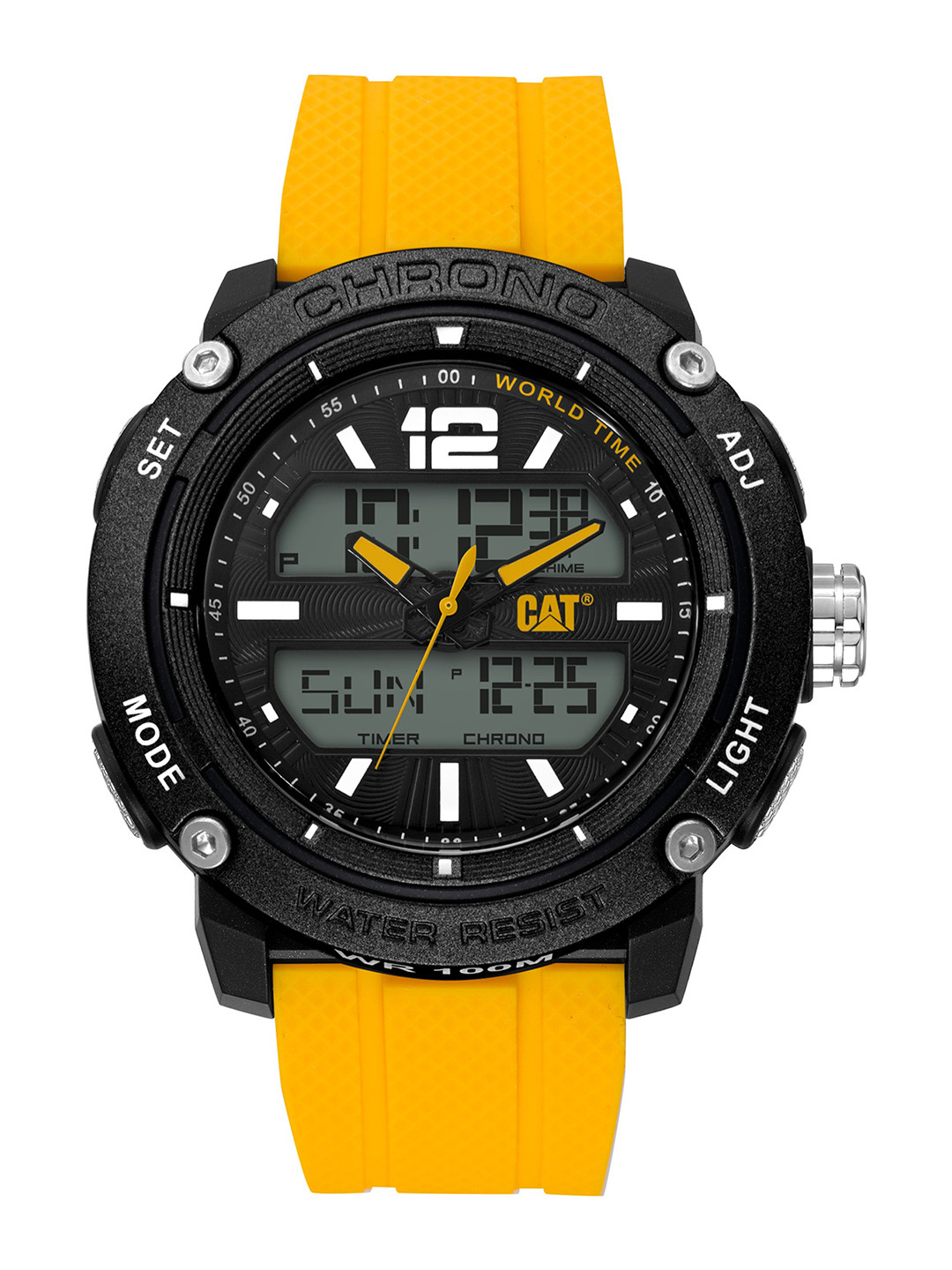 Buy CAT Men Black Dial & Yellow Straps Analogue And Digital Chronograph ...
