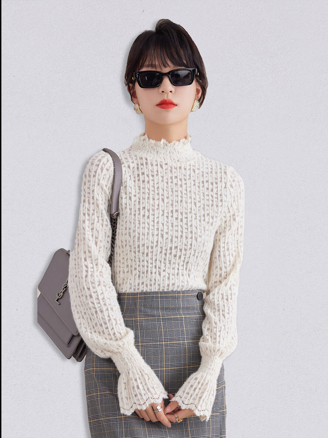 Buy JC Collection Women Off White Self Design Mandarin Collar Top ...