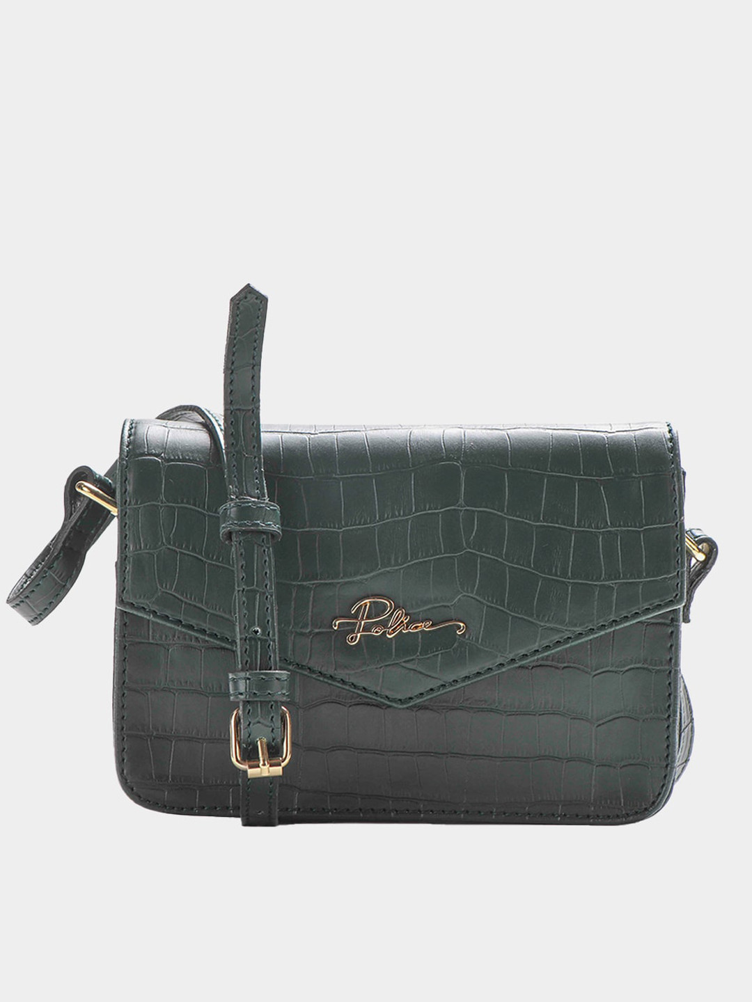 Buy Police Green Textured Leather Structured Sling Bag - Handbags for ...