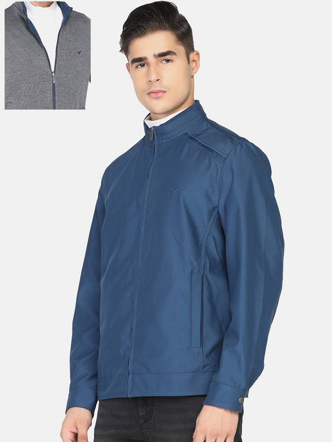 Buy Blackberrys Men Blue Grey Reversible Sporty Jacket - Jackets for ...