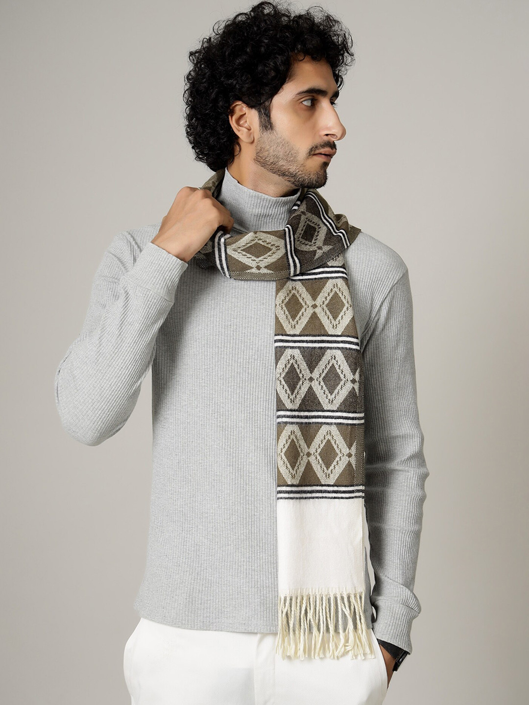 Buy HANDICRAFT PALACE Men Green Patterned Wool Mufflers - Mufflers for ...