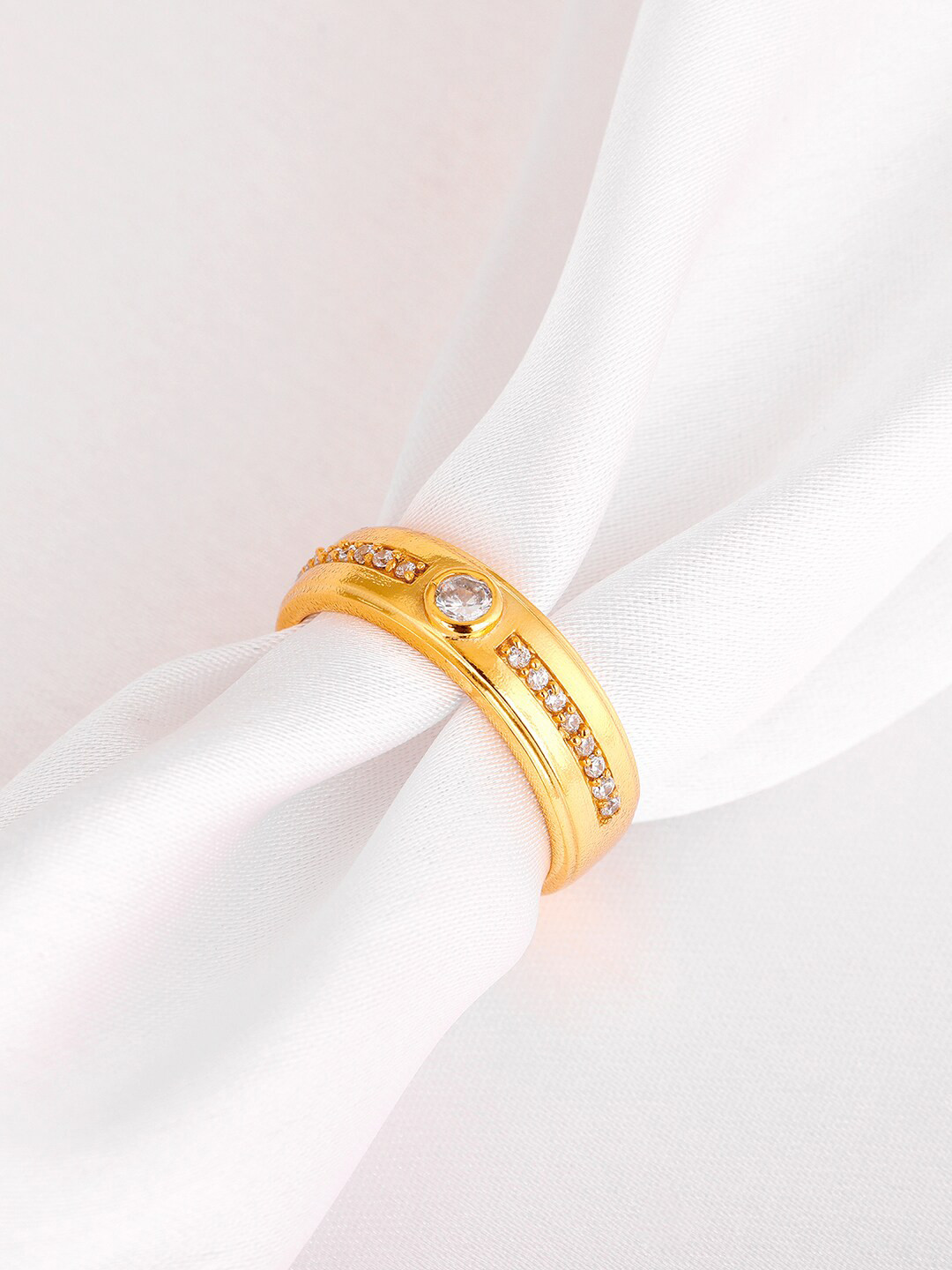 Buy GIVA Men Gold Plated CZ Stones Studded Finger Ring - Ring for Men ...