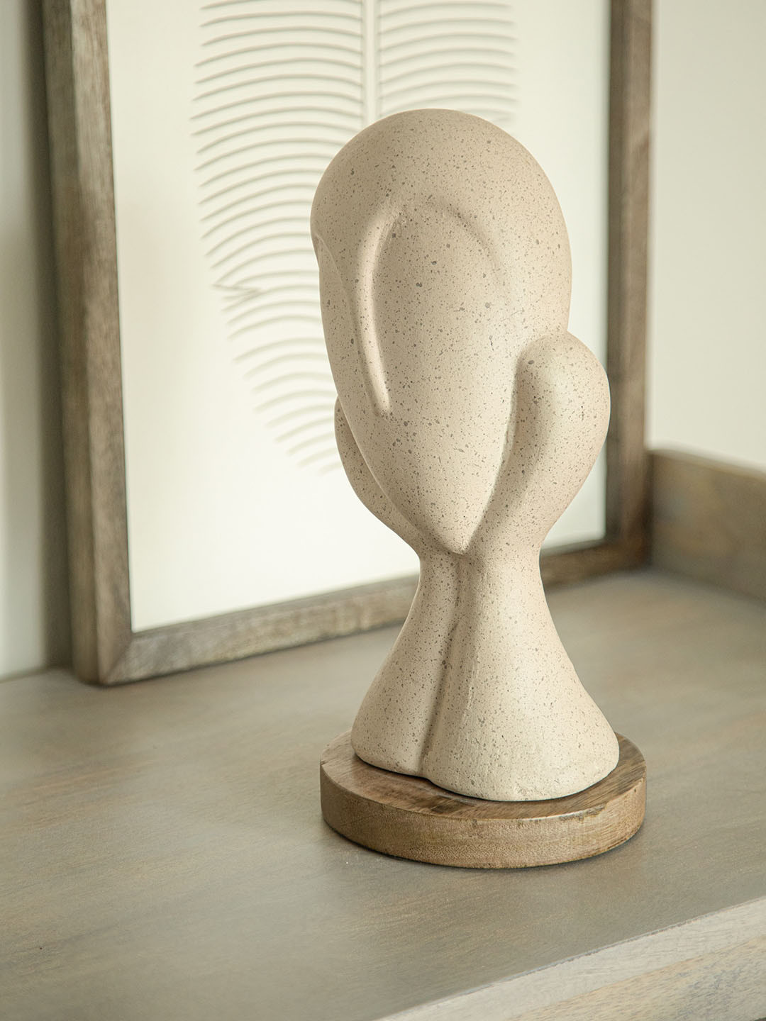 Buy Ellementry Off White Spellbound Face Sculpture Showpiece ...