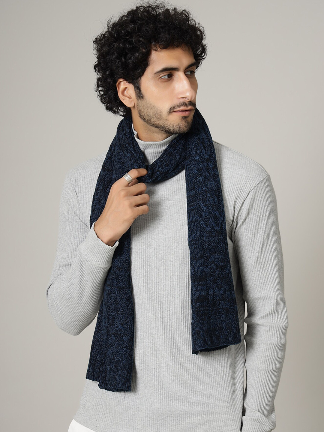 Buy HANDICRAFT PALACE Men Blue Hand Knitted Wool Muffler - Mufflers for ...