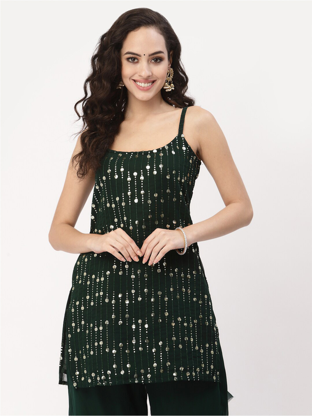 Buy Studio Rasa Green Floral Embroidered Sequinned Kurti - Kurtis for ...