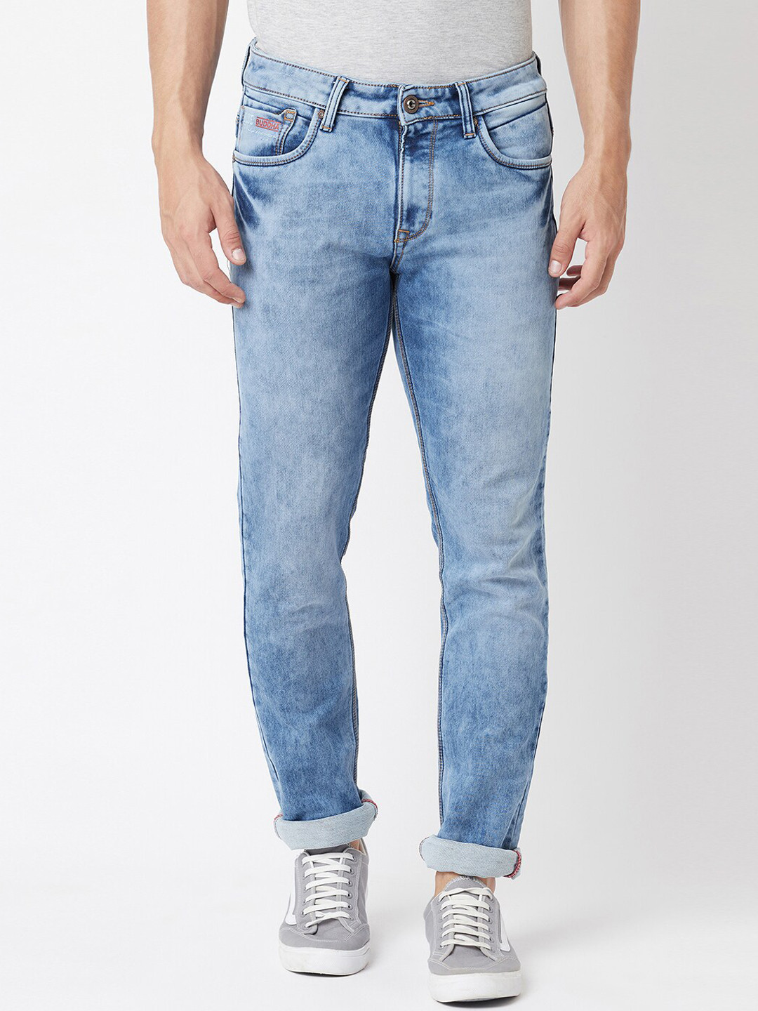 Buy Blue Buddha Men Blue Heavy Fade Stretchable Cotton Jeans - Jeans ...