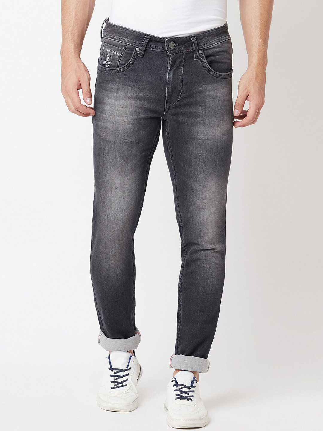 Buy Blue Buddha Men Charcoal Light Fade Stretchable Cotton Jeans ...
