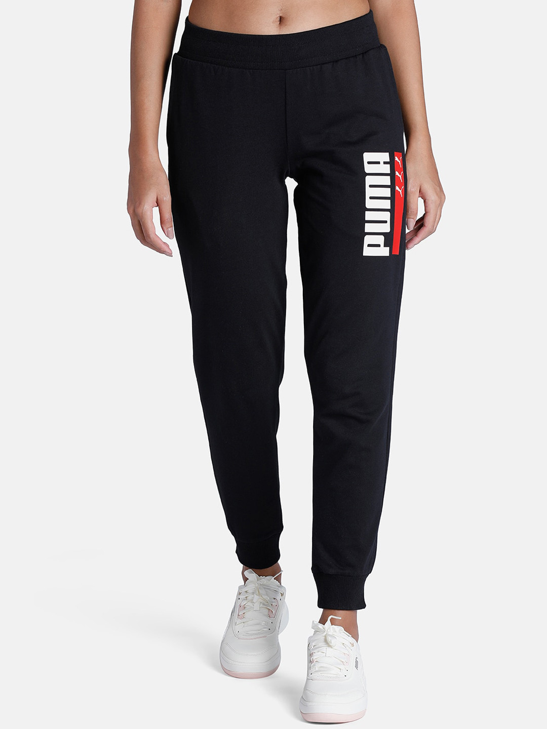 Buy Puma Women Black Solid Cotton Regular Fit Joggers - Track Pants for Women 20673178 | Myntra