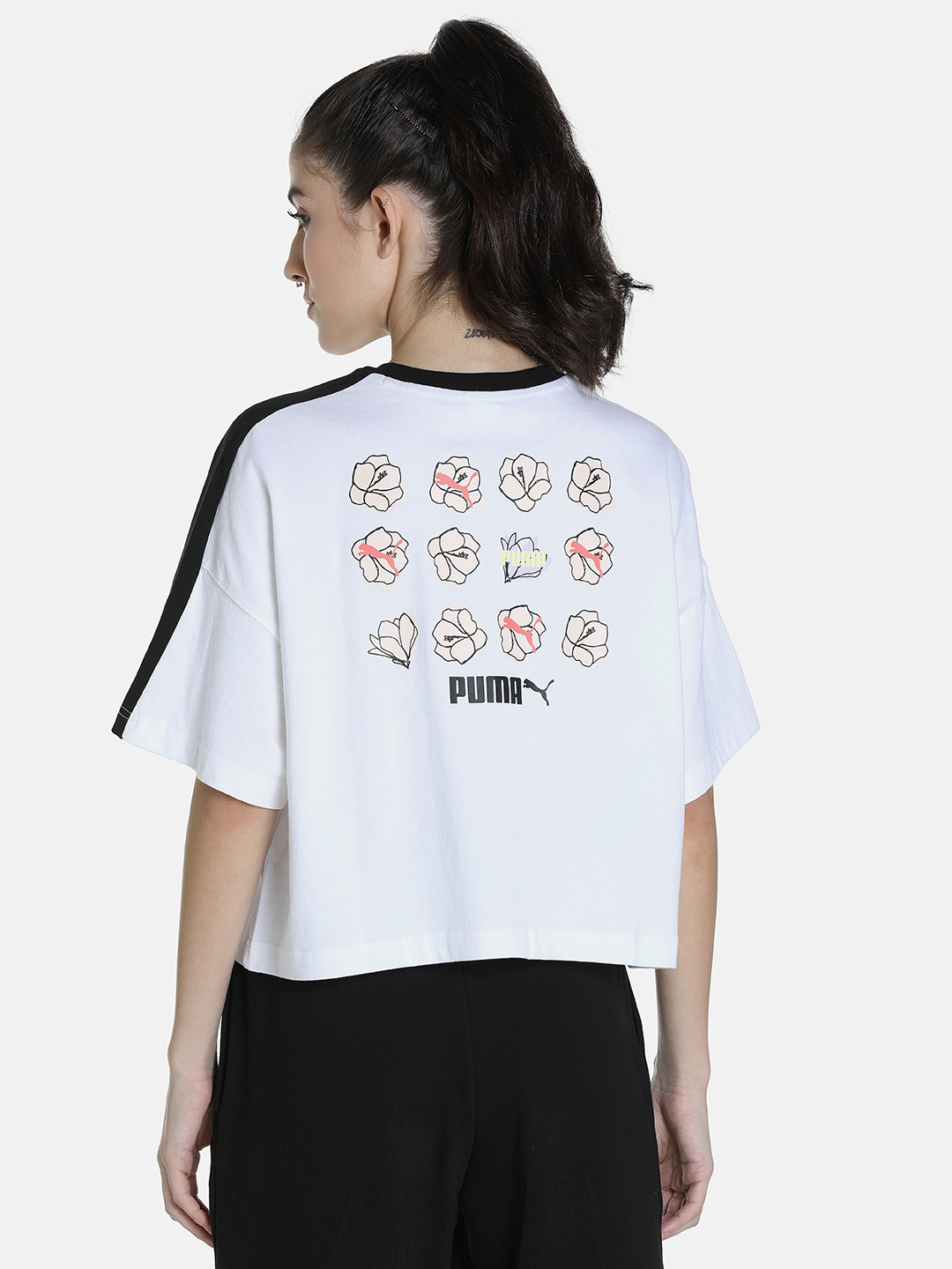 Buy Puma Women Floral Aop Print Cotton Relaxed Fit Crop Top - Tshirts ...