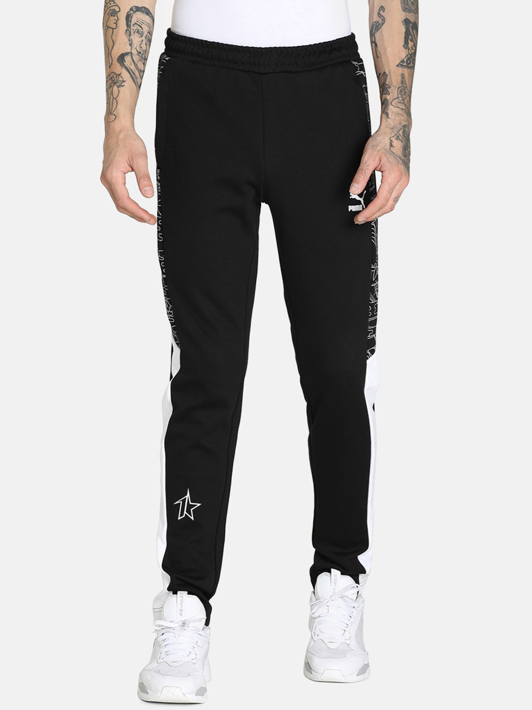 Buy Puma Men Black Printed PUMA X 1DER KL Rahul Cotton Track Pants ...