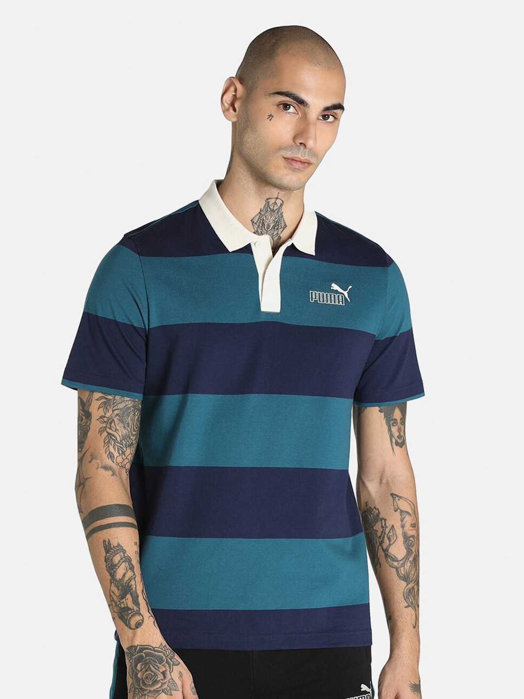Buy Puma Men Blue & Navy Blue X 1DER KL Rahul Core Polo Tshirt ...