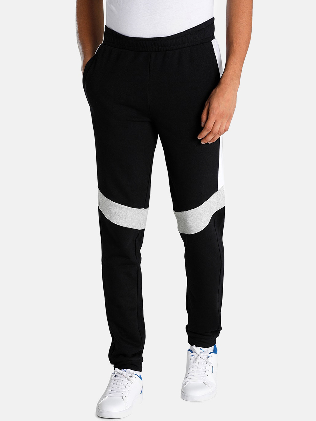 Buy Puma Men Black & White Colourblocked PUMA X 1DER Cotton Joggers ...