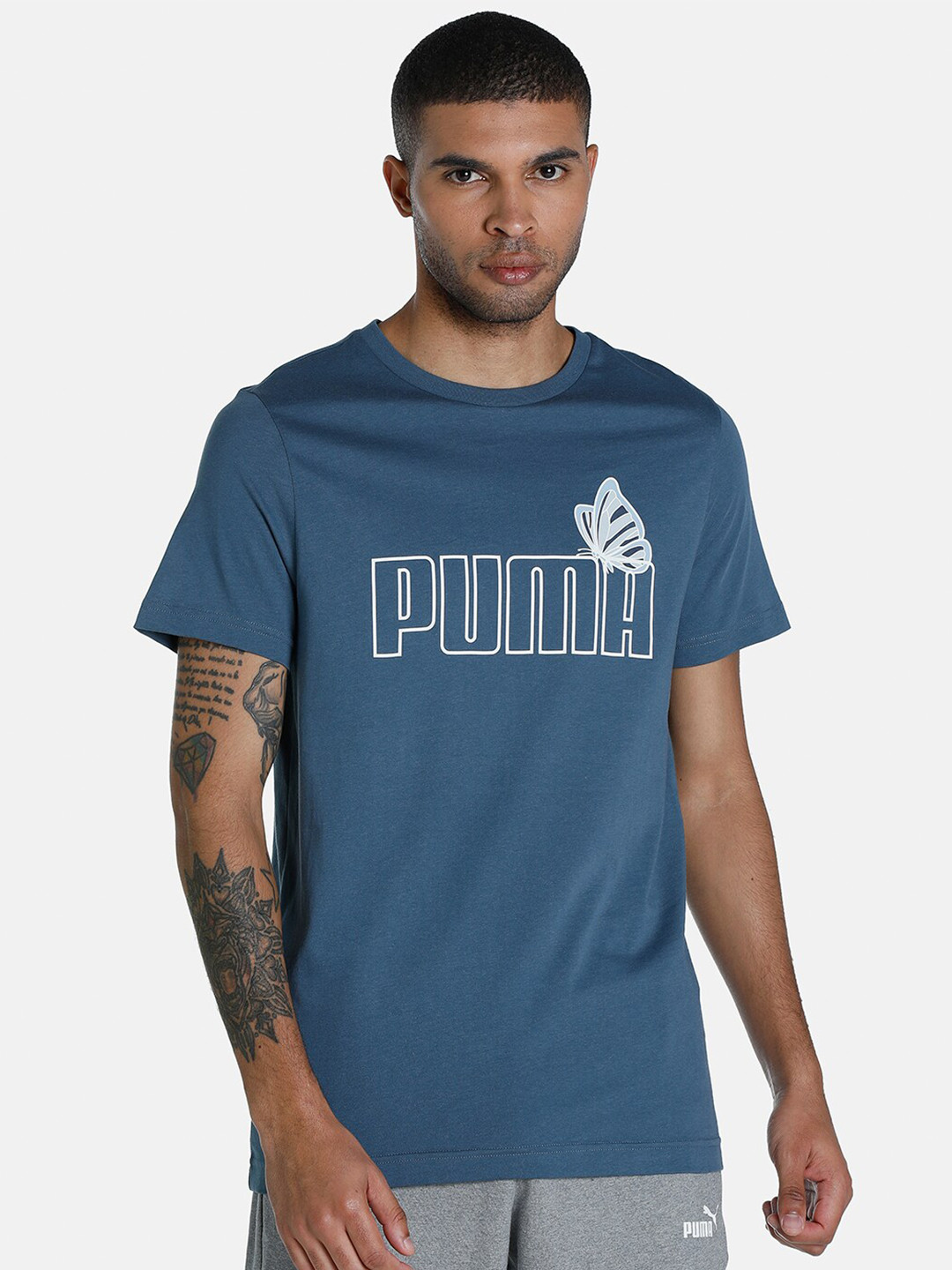 Buy Puma Men Blue X 1DER KL Rahul Logo Cotton Slim Fit T Shirt ...