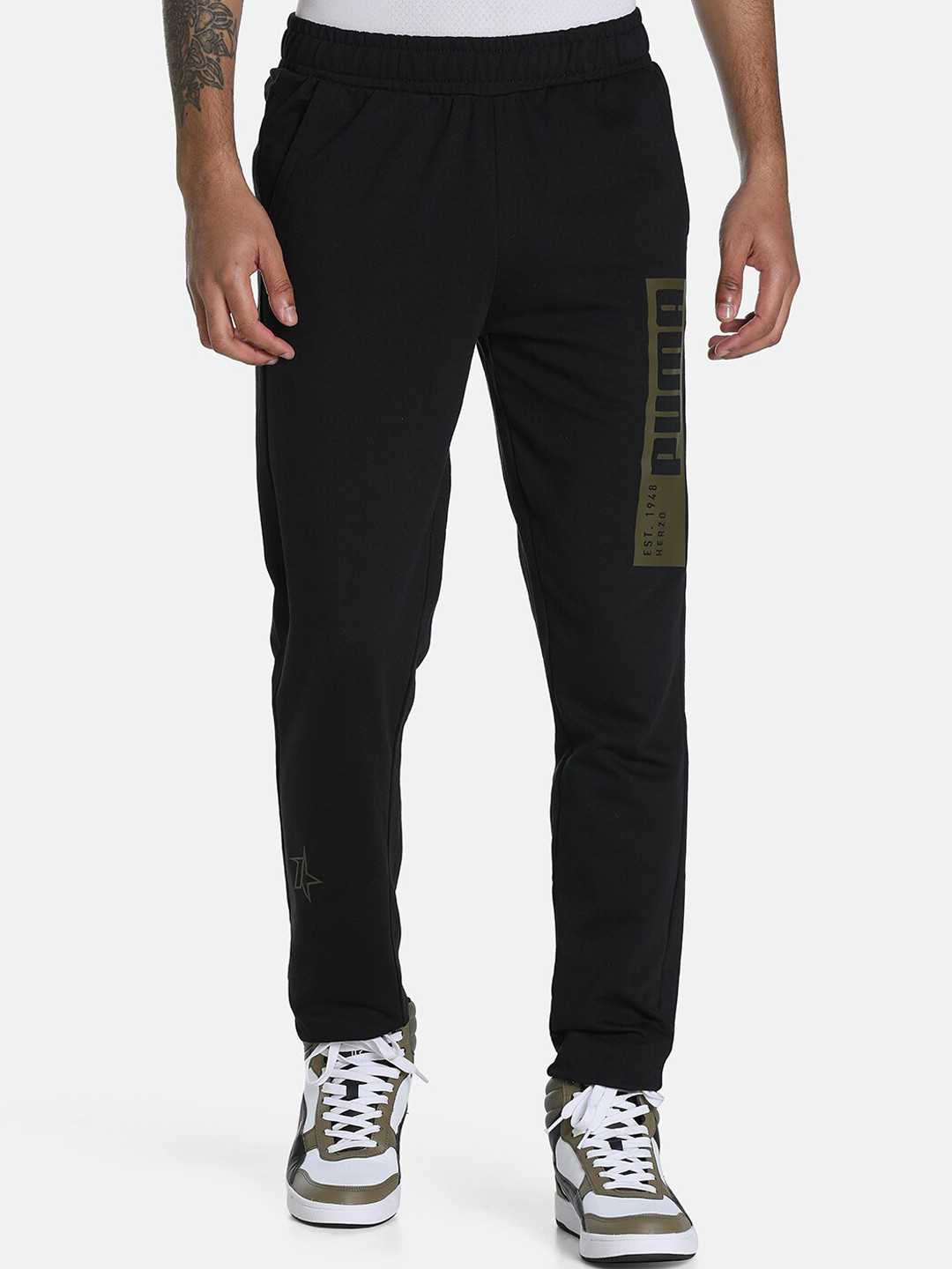 Buy Puma Men Black X 1DER KL Rahul Graphic Slim Fit Track Pants - Track ...