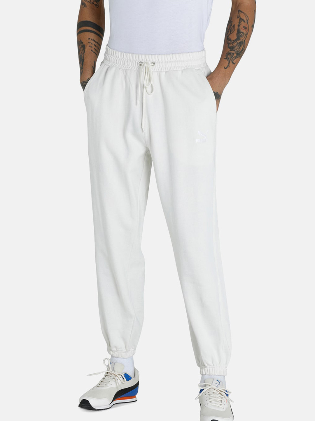 Buy Puma Men White PUMA X 1DER Relaxed Fit Cotton Joggers - Track Pants ...