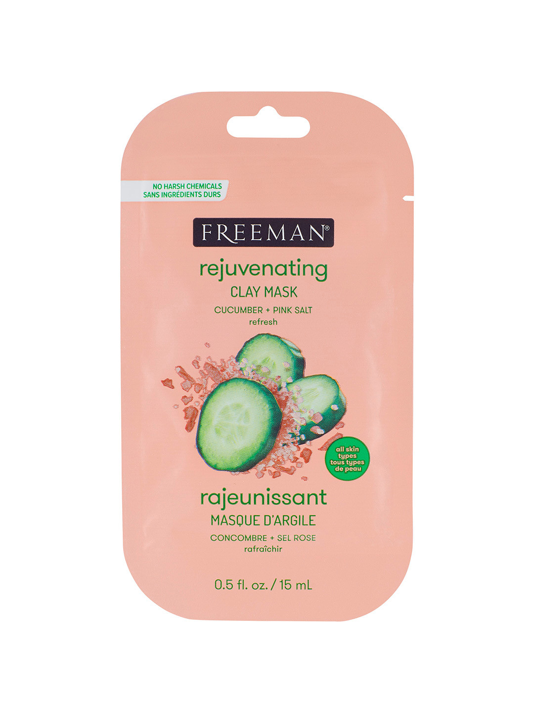 Buy FREEMAN Rejuvenating Clay Mask With Cucumber & Pink Salt 15 Ml ...