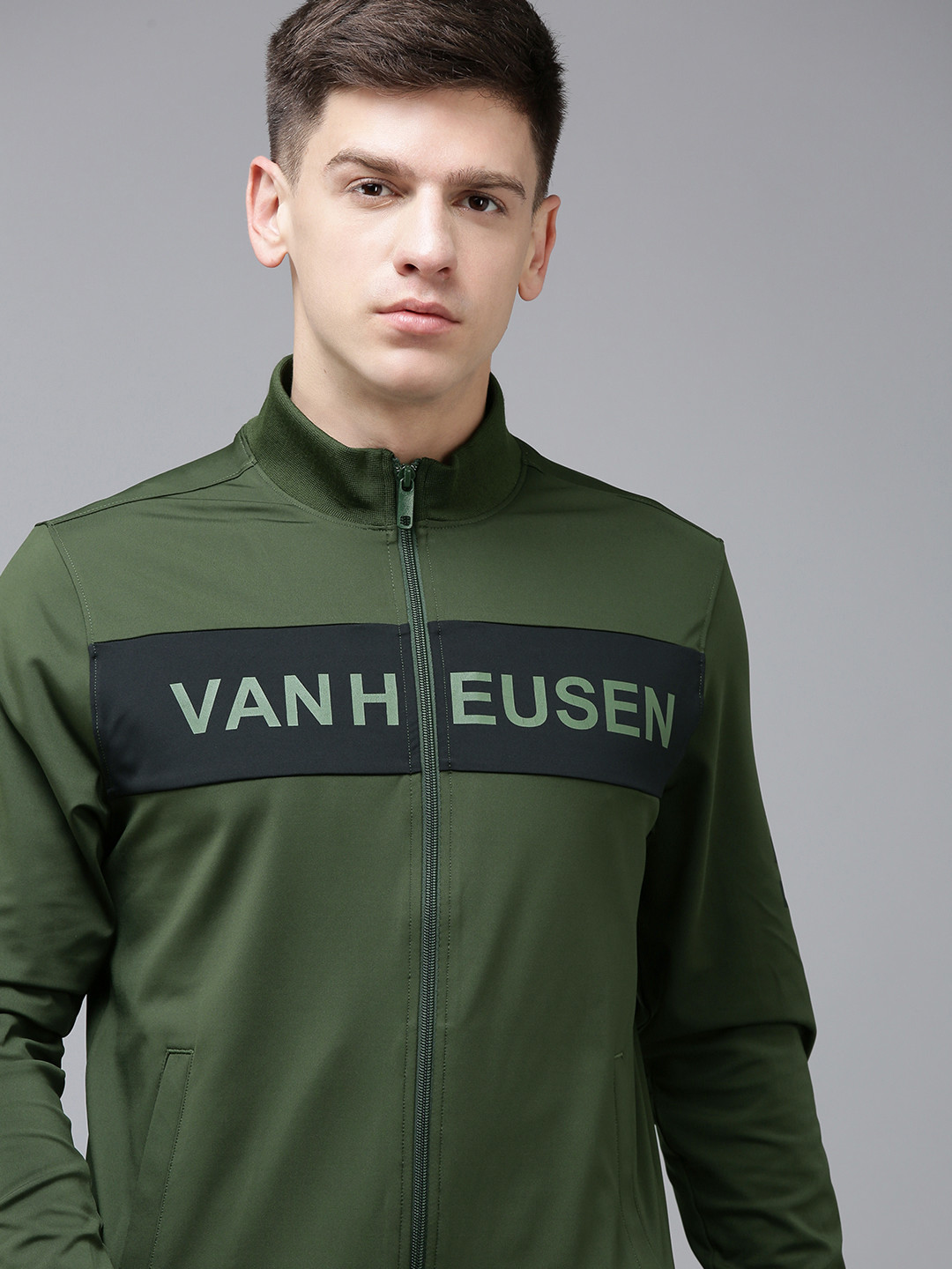 Buy Van Heusen Flex Men Brand Logo Print Knitted Active Fit Cycling ...