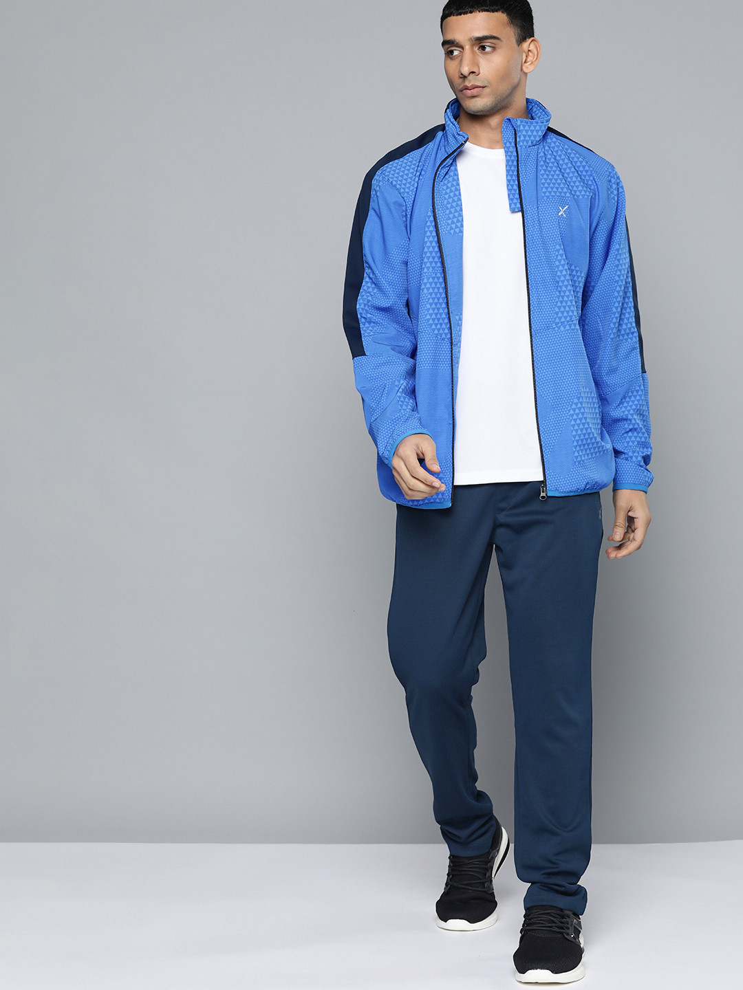 Buy HRX By Hrithik Roshan Blue Geometric Print Tracksuit - Tracksuits ...