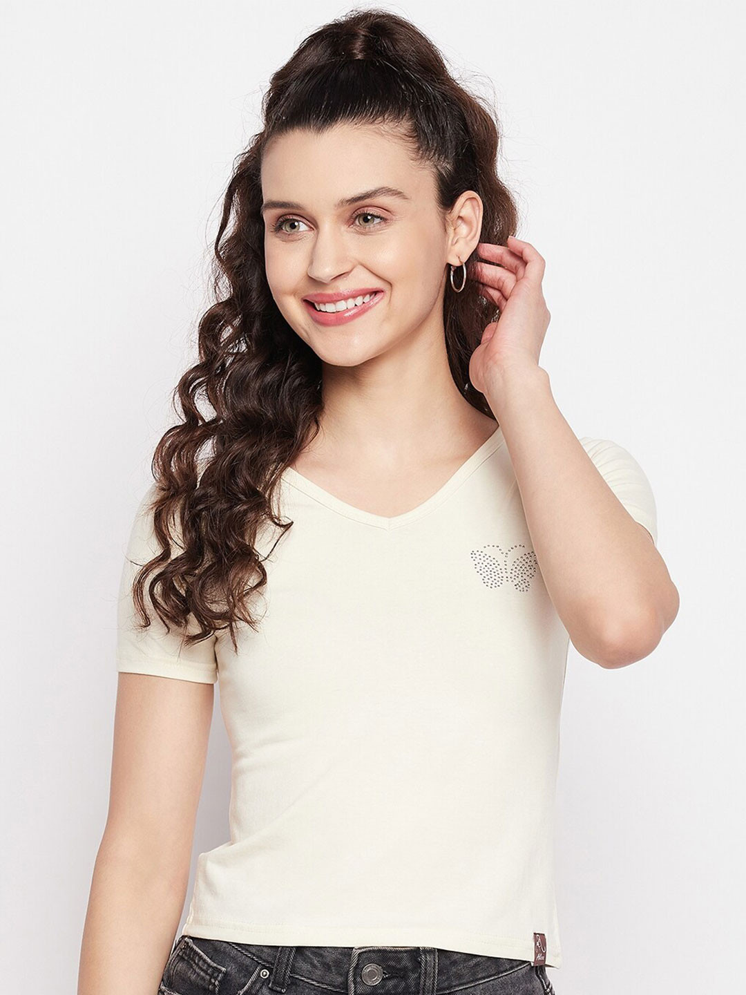 Buy ALIZA Women Cream Coloured Top - Tops for Women 20681334 | Myntra
