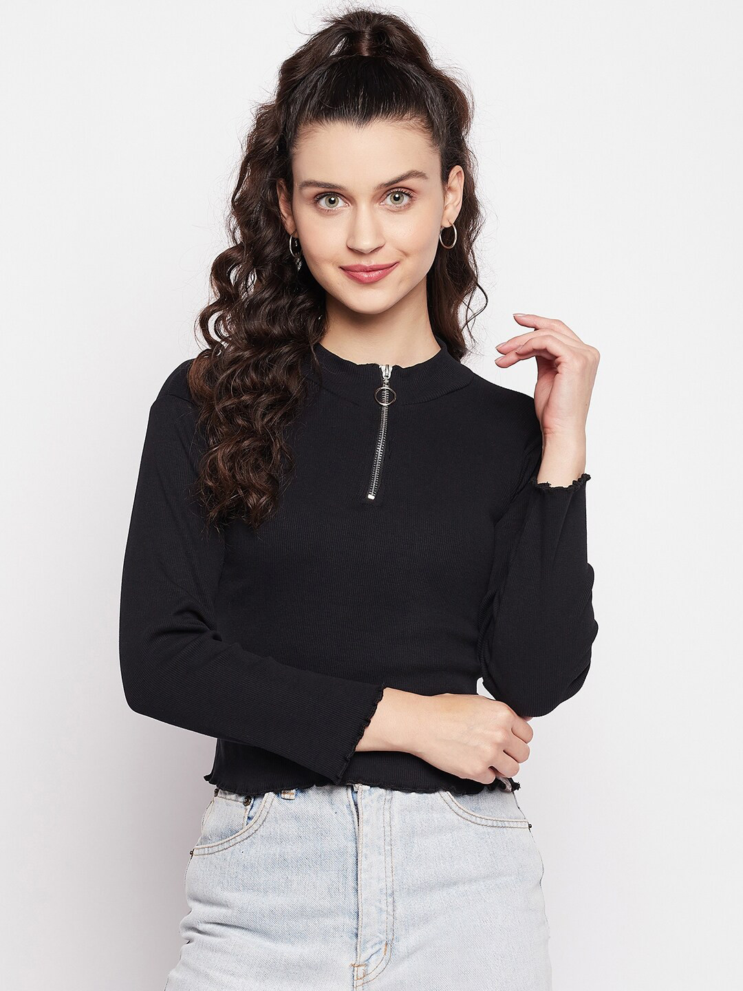 Buy ALIZA Women Black Solid Top - Tops for Women 20681362 | Myntra