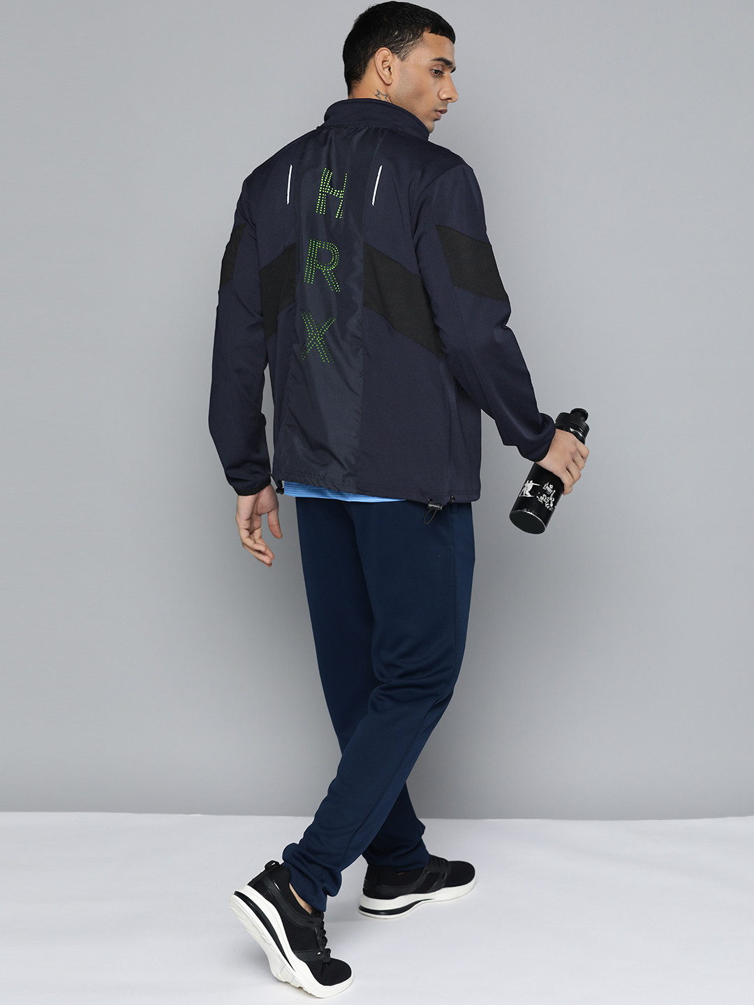 Buy HRX By Hrithik Roshan Men Blue Brand Logo Running Sporty Jacket ...