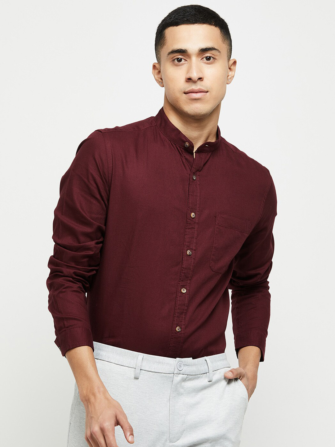 Buy Max Men Maroon Classic Cotton Formal Shirt - Shirts for Men ...