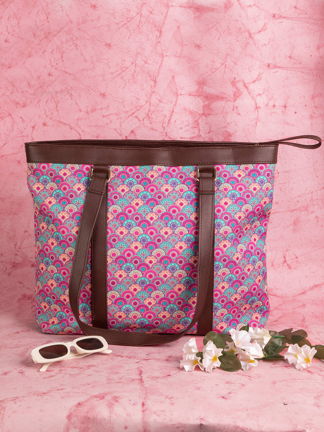 Buy DEEBACO Floral Printed Oversized Tote Bag Handbags - Handbags for ...