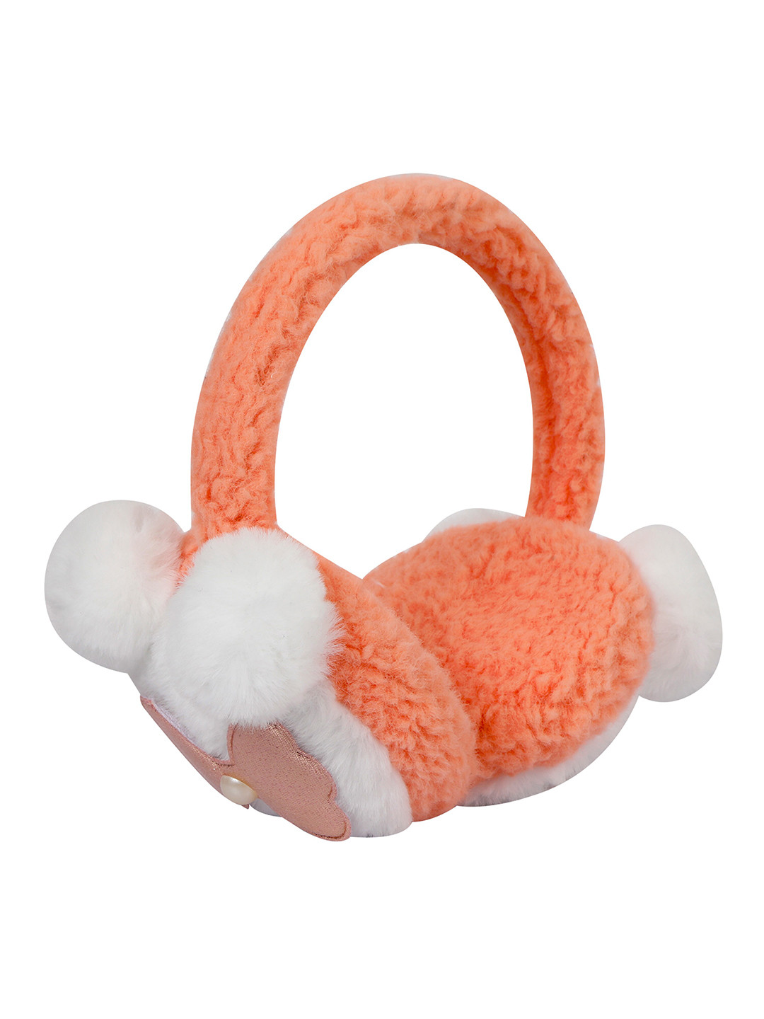 Buy FabSeasons Unisex Orange Coloured Solid Ear Muff With Pompom ...