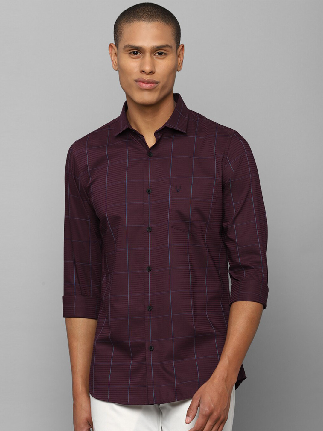 Buy Allen Solly Men Purple Slim Fit Checked Casual Shirt - Shirts for ...