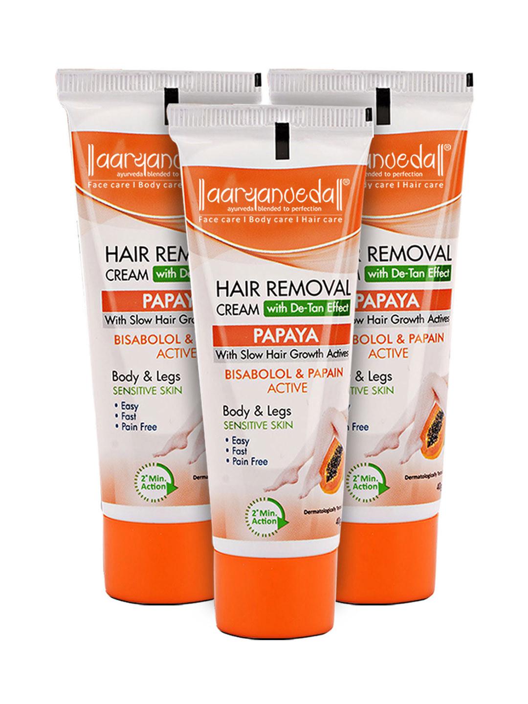 Buy Aryanveda Set Of 3 Papaya Hair Removal Cream With DeTan Effect For ...