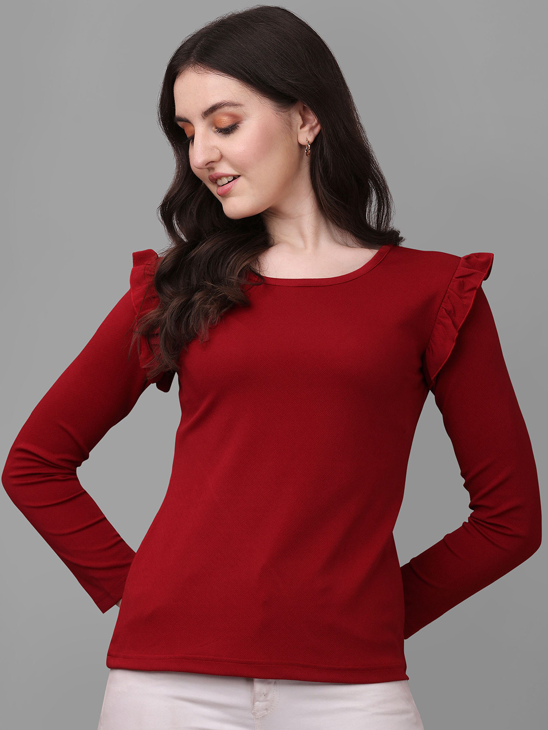 Buy VeBNoR Women Maroon Solid Top - Tops for Women 20692652 | Myntra
