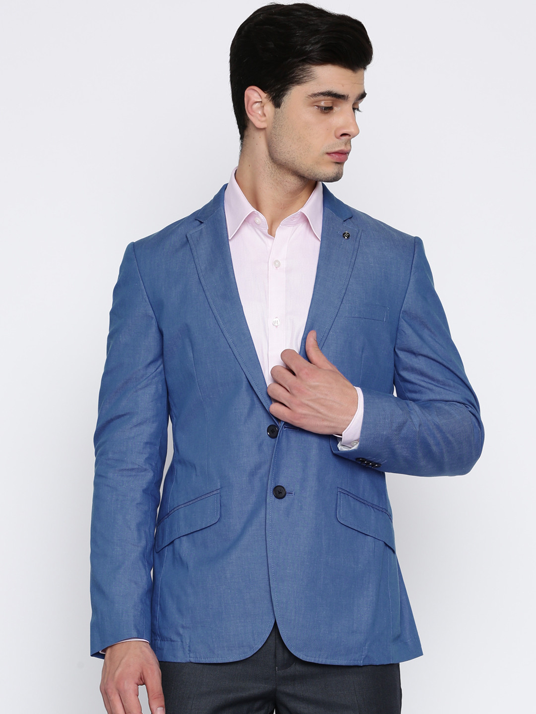 Buy Raymond Blue Single Breasted Slim Fit Formal Blazer - Blazers for ...