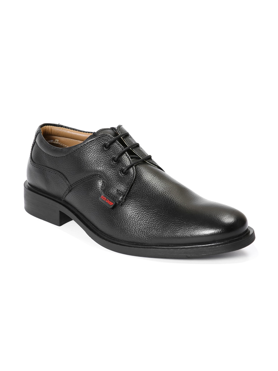 Buy Red Chief Men Black Solid Leather Formal Derbys - Formal Shoes for ...