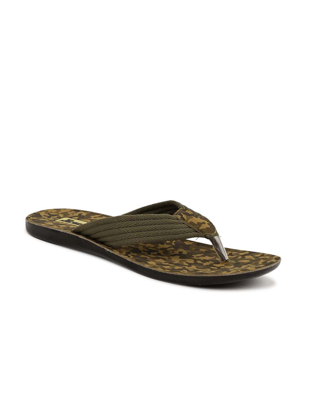 Buy Paragon Men Olive Green Printed Rubber Thong Flip Flops - Flip ...