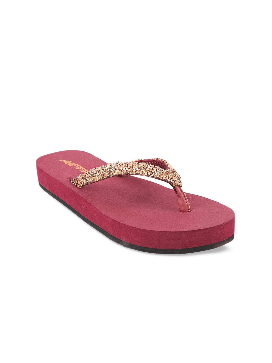 Buy ACTIV Women Maroon Embellished Thong Flip Flops - Flip Flops for ...