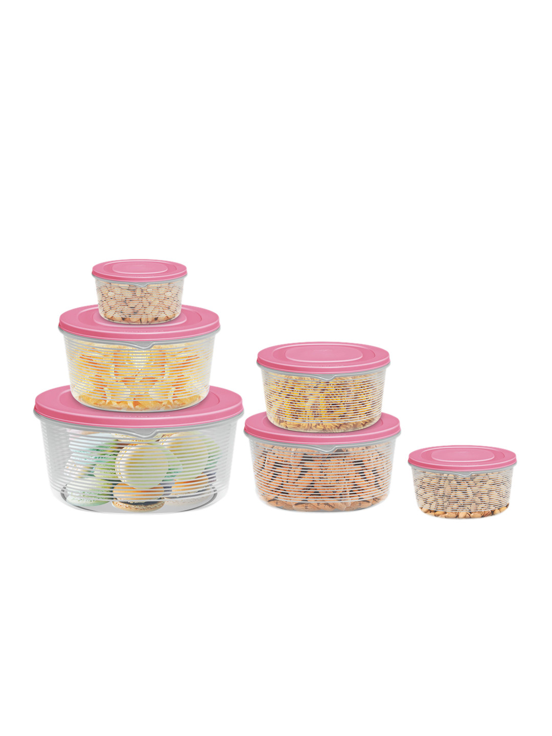 Buy Milton Store It Pink Set Of 6 Air Tight Food Container 200 Ml 400 ...