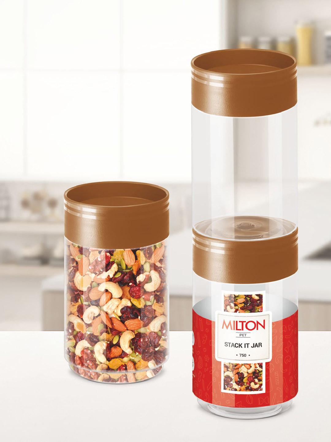 Buy Milton Set Of 2 Transparent & Brown Stack IT 750 Solid Kitchen ...