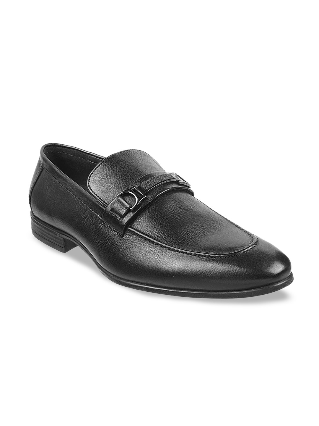 Buy Mochi Men Black Solid Leather Formal Slip On Shoes - Formal Shoes ...