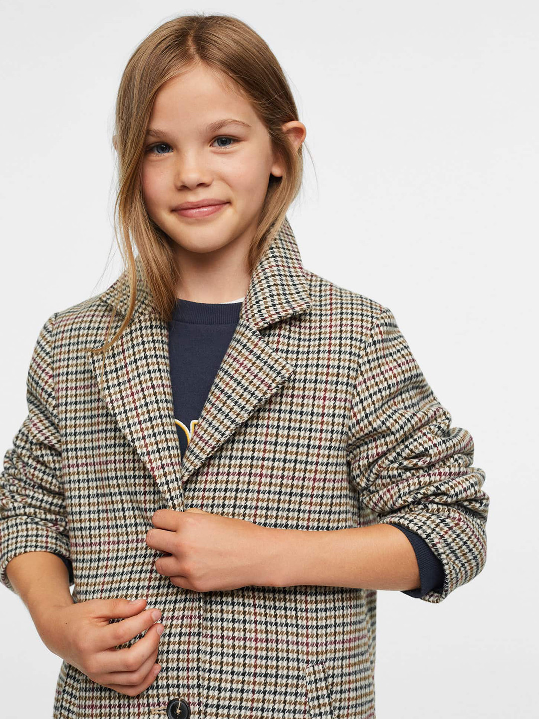 Buy Mango Kids Girls Houndtooth Longline Overcoat - Coats for Girls ...