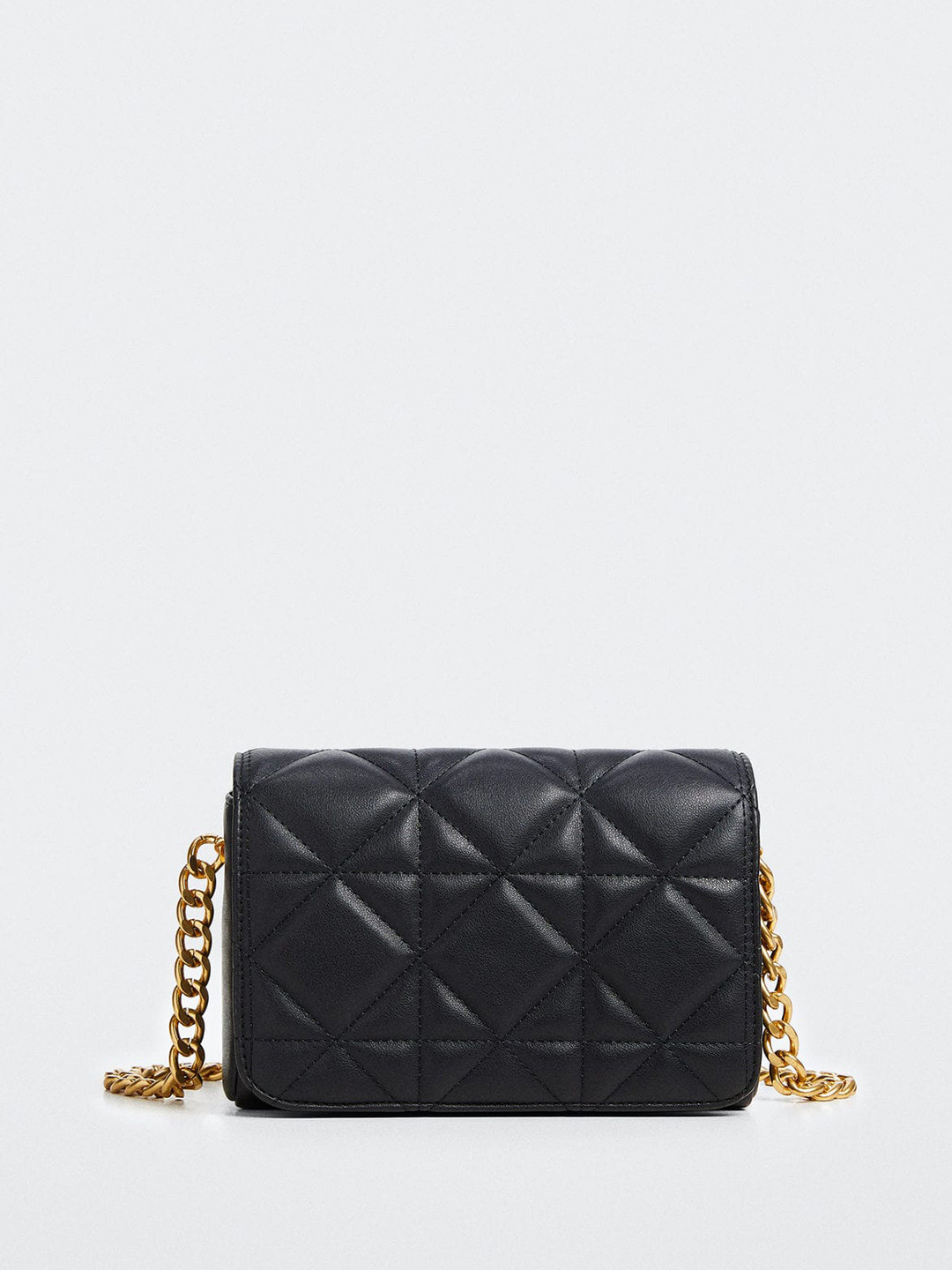 Buy MANGO Women Black Solid Structured Sling Bag With Quilted Design ...