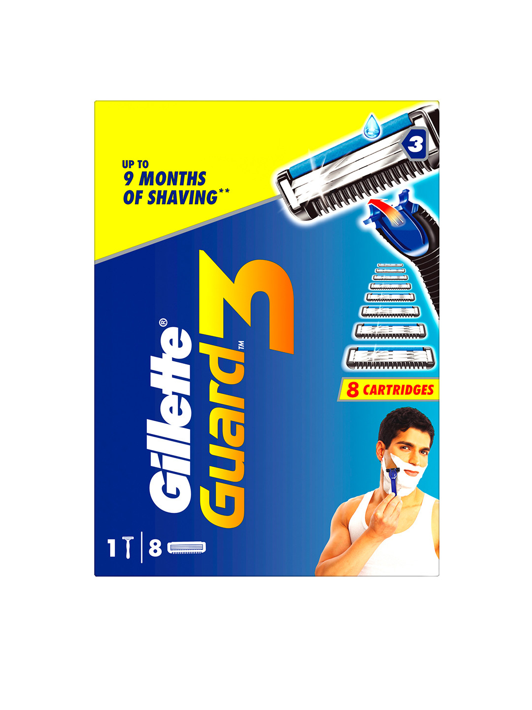 Buy Gillette Guard 3 Razor With 8 Blades Cartridges Pack - Razors And ...