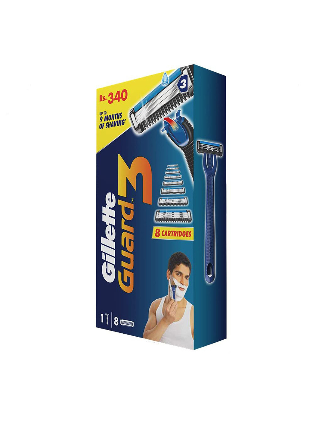 Buy Gillette Guard 3 Razor With 8 Blades Cartridges Pack - Razors And ...