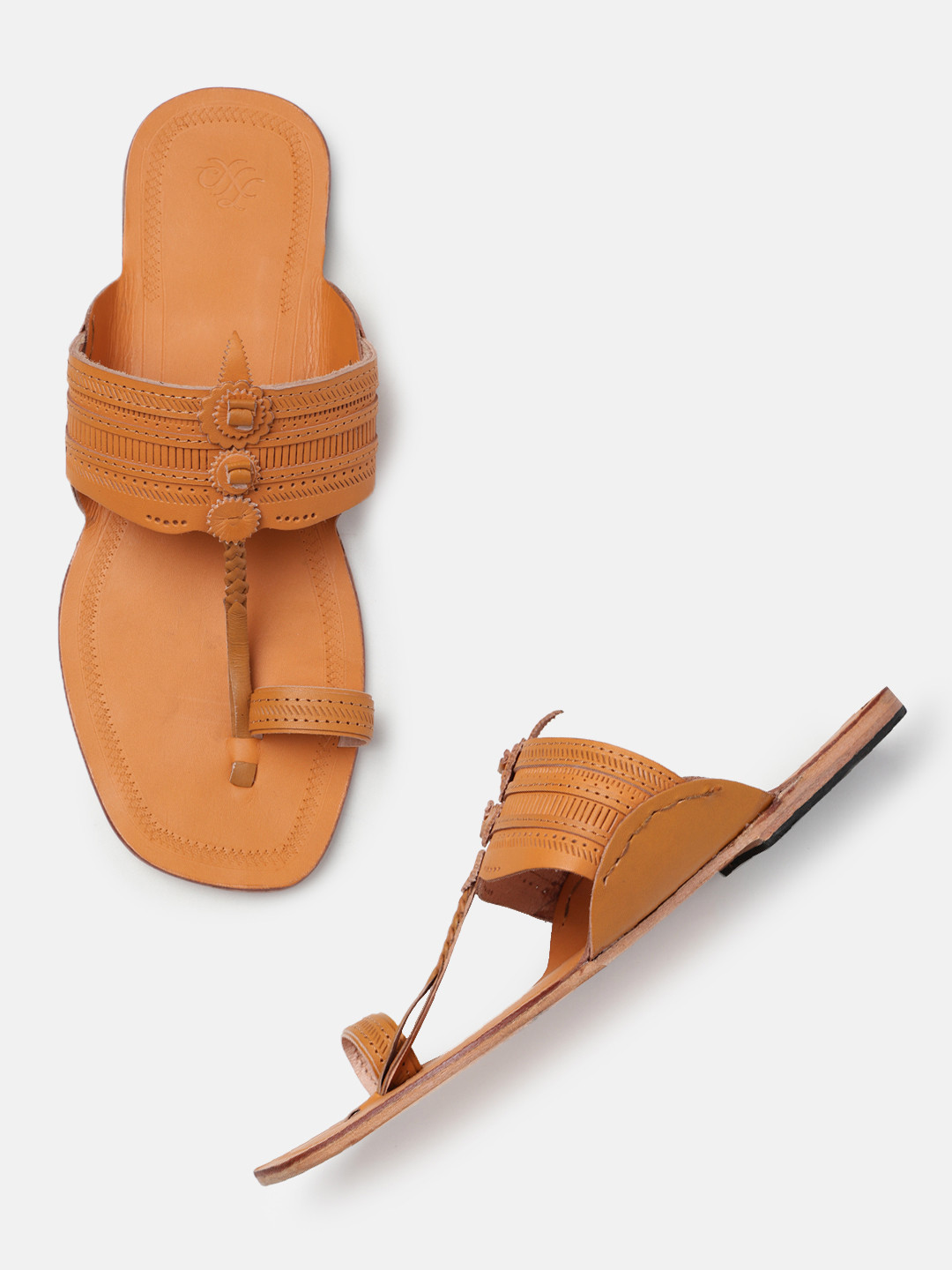 Buy House Of Pataudi Men Textured Ethnic Comfort One Toe Style Sandals ...