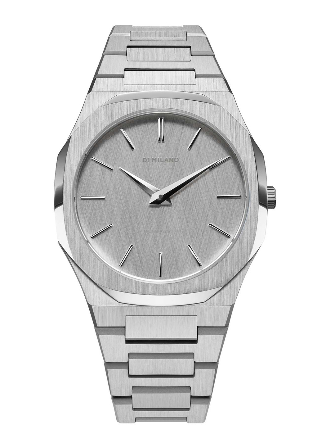 Buy D1 Milano Men Ultra Thin White Light Crossed Brushed Analogue Watch ...