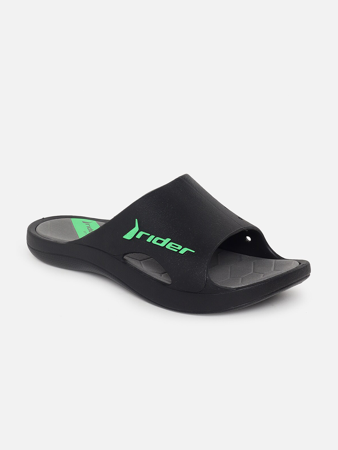 Buy Rider Men Black & Grey Printed Sliders - Flip Flops for Men ...