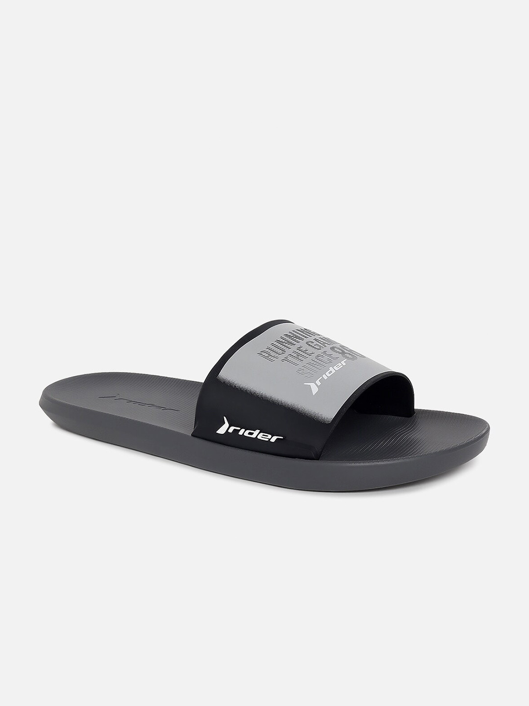 Buy Rider Men Grey & Black Printed Sliders - Flip Flops for Men ...