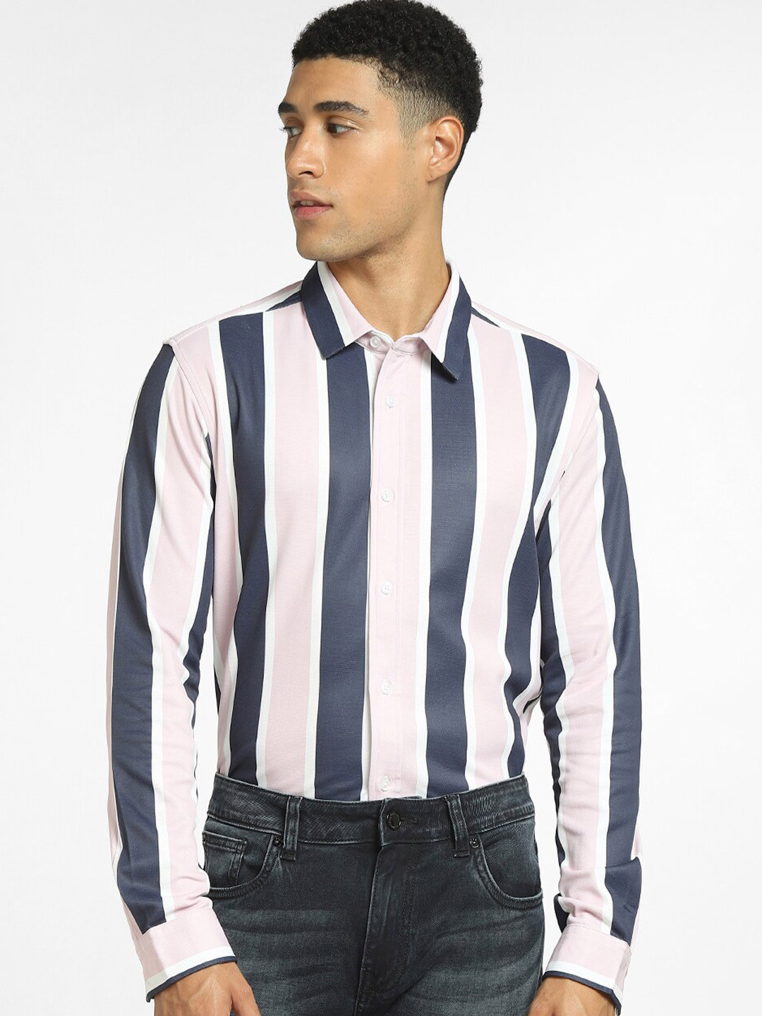 Buy Jack And Jones Men White Slim Fit Striped Casual Shirt Shirts For
